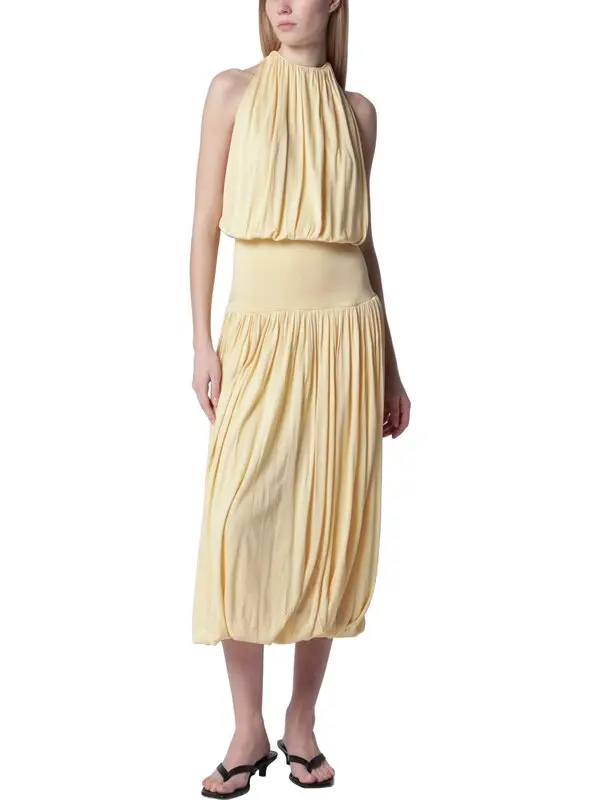TOTEME Sleeveless Ruched Midi Dress - Yellow