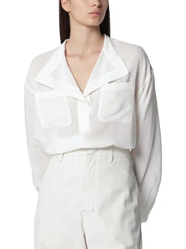 TOTEME Overlap-collar Blouse In Viscose And Wool - White