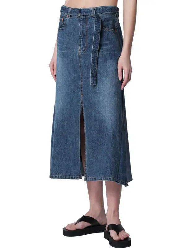 Sacai Denim Pencil Midi Skirt - Blue
