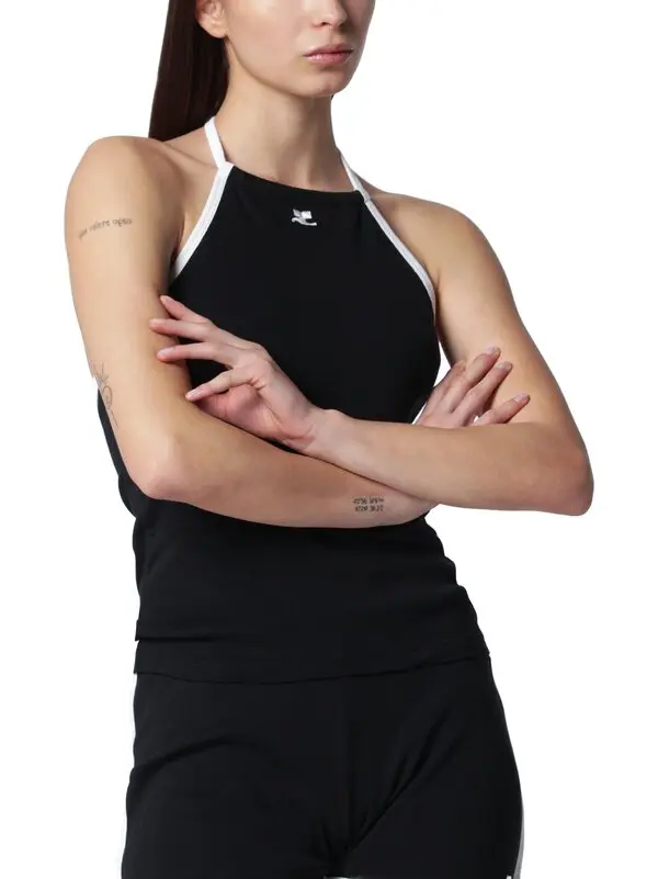 COURREGES Halter-neck Jersey Tank Top - Black