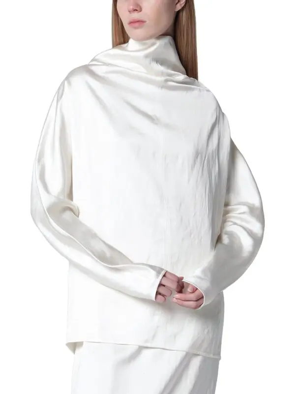 TOTEME Draped Blouse With Waterfall Neck - White