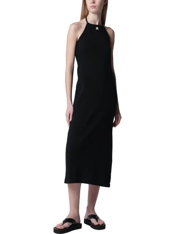 COURREGES Long Halterneck Jersey Dress - Black