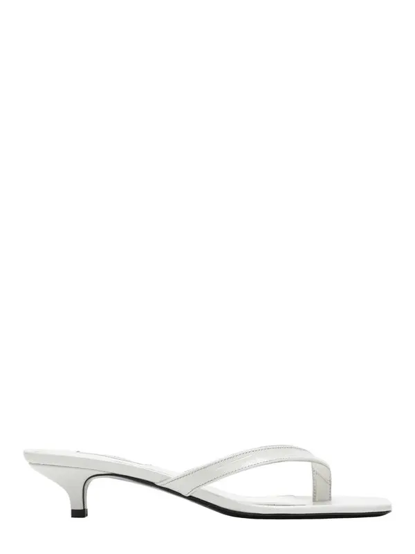 TOTEME Leather Heeled Thong Sandals - White