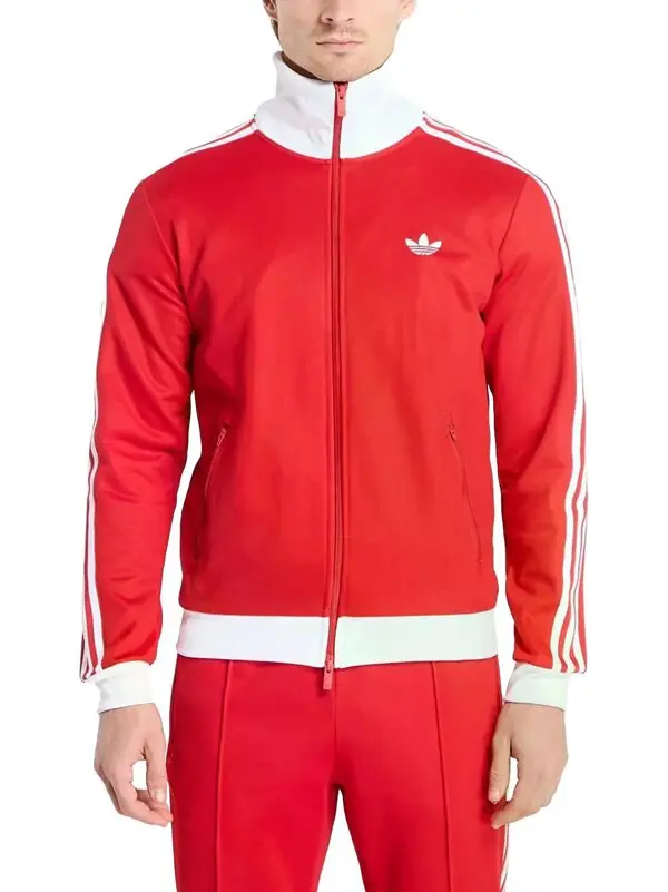 Adidas Striped Zip-up Sweatshirt - Red