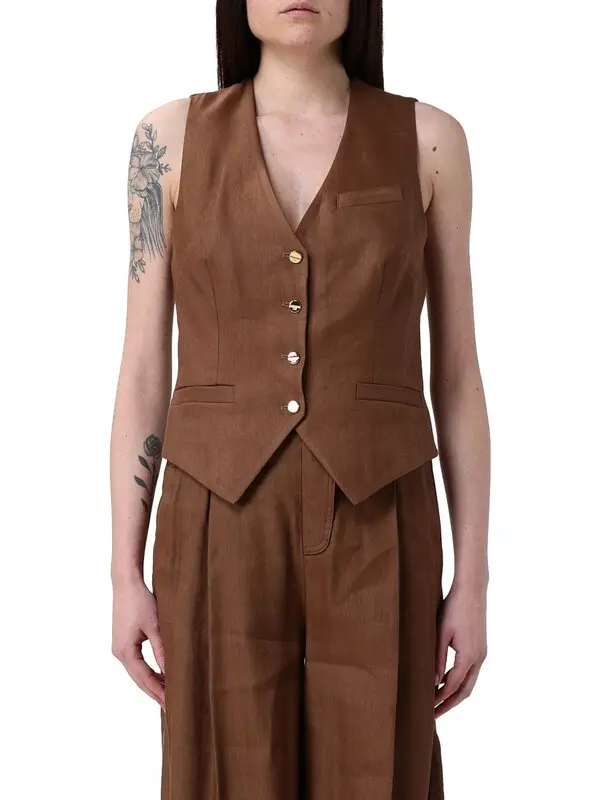 Elisabetta Franchi Linen Blend Waistcoat - Brown