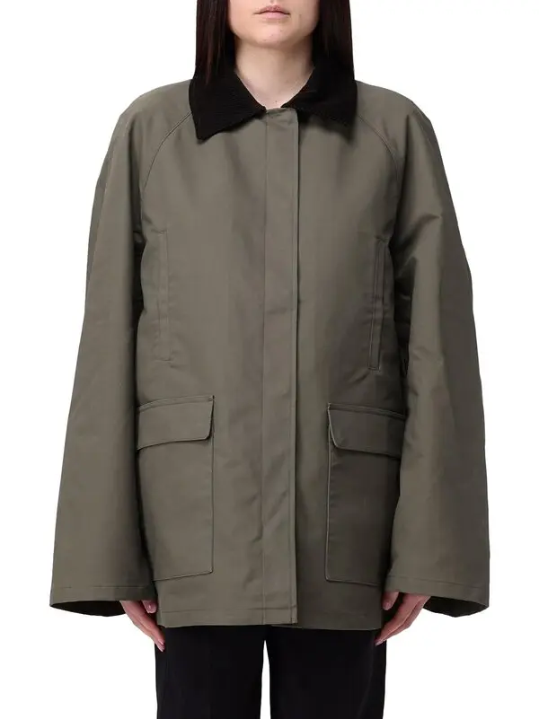 TOTEME Oversized Organic Cotton Shirt Jacket - Kaki
