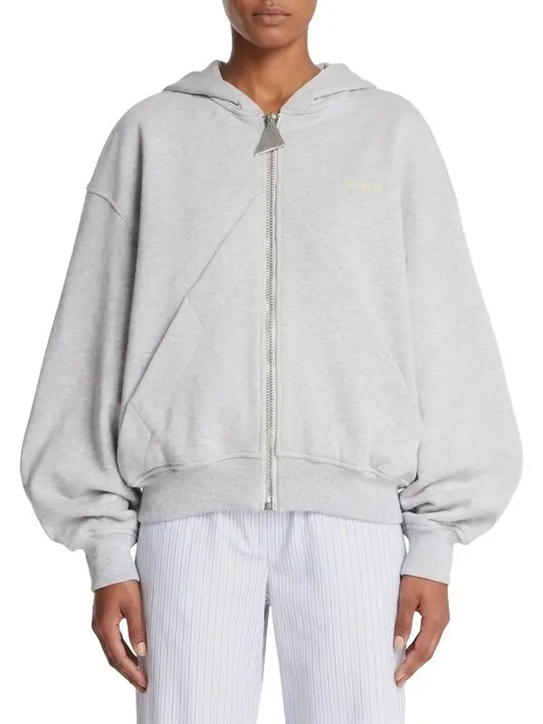 Attico Fleece-back Zip-up Sweatshirt - Grey