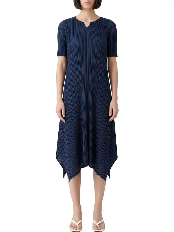 Issey Miyake Pleated Dress - Navy