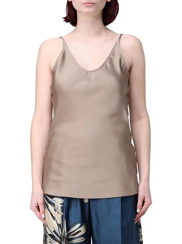 Brunello Cucinelli Pure Silk Satin Top - Brown