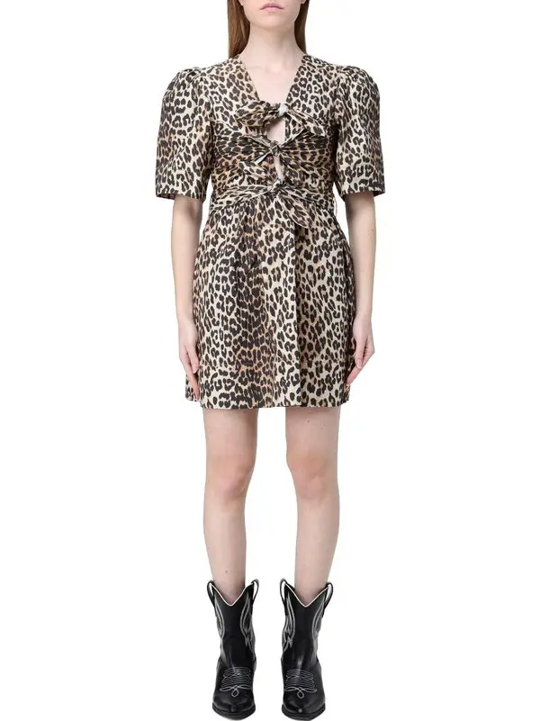 GANNI Printed Dress - Brown
