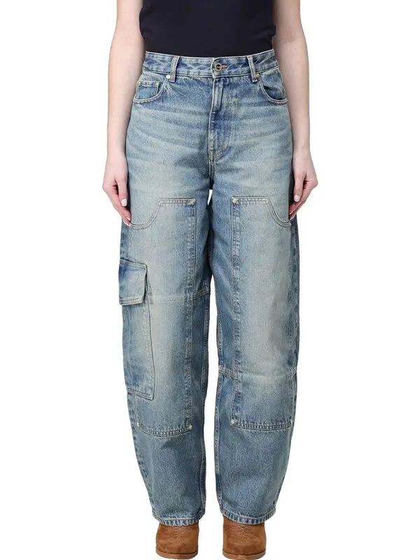 GANNI Audri High-waisted Baggy Cargo Jeans In Organic Cotton Denim - Blue