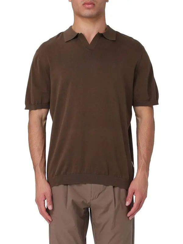 PEOPLE OF SHIBUYA Wool Knit Polo Shirt - Brown
