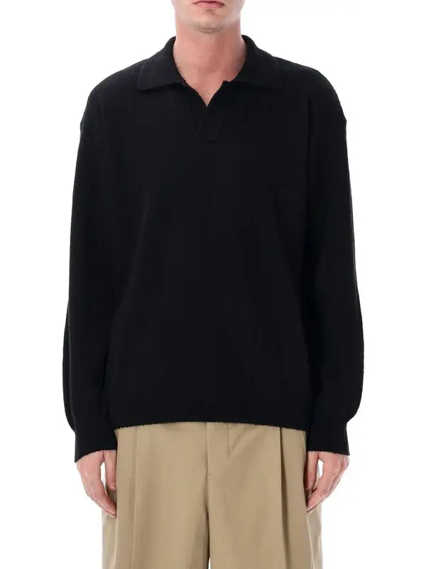 ROBERTO COLLINA Cotton Knit Polo Shirt - Black