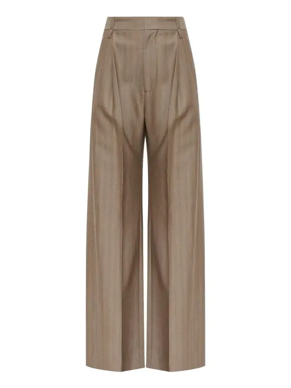 Victoria Beckham Pinstriped Wool Trousers With Pleats - Brown
