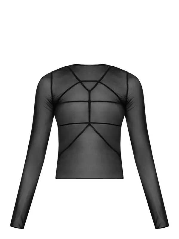 Rick Owens Transparent Turtleneck Top - Black