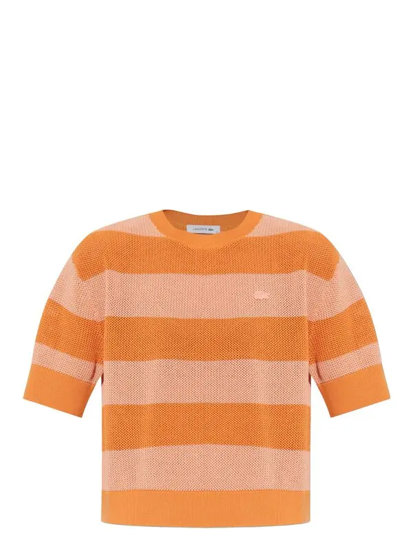 Lacoste Striped Knit Top - Orange