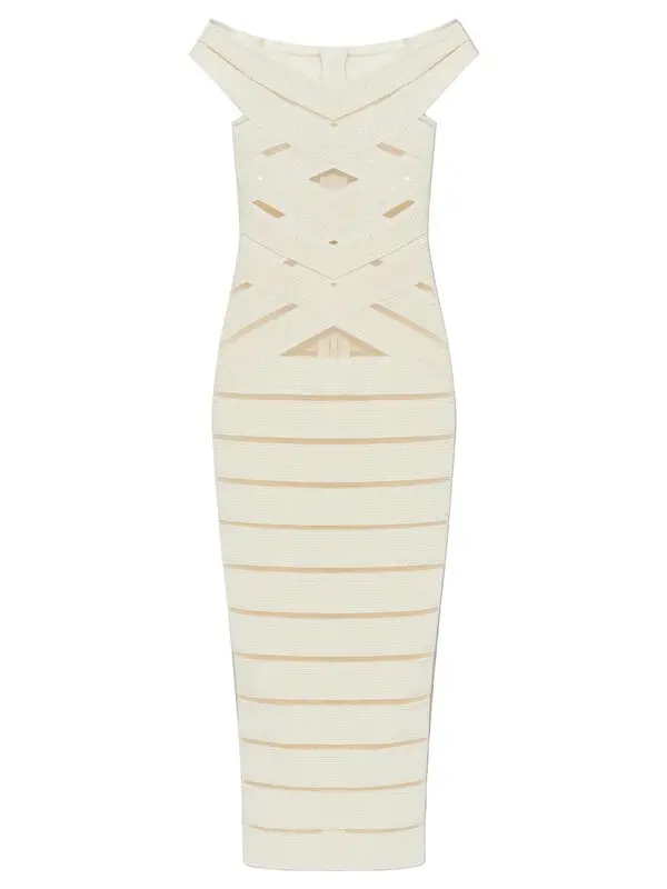 Balmain Dress With Shimmering Sequins - Cream