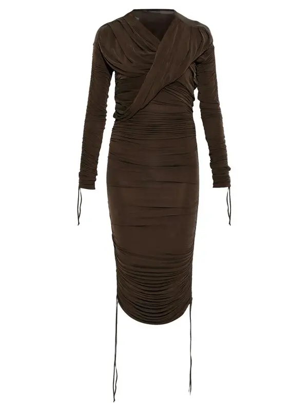 Balmain Draped Midi Dress - Brown