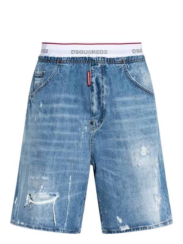 Dsquared2 Denim Shorts With Vintage Effect - Blue