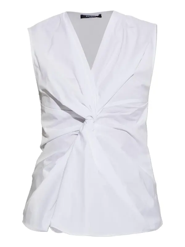 Balmain Draped Top - White