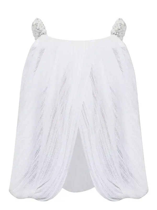 Balmain Asymmetric Top With Beaded Straps - White