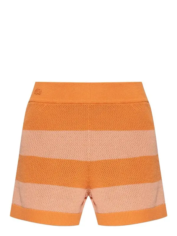 Lacoste High-waisted Striped Shorts - Orange