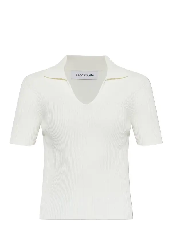 Lacoste Ribbed Slim-fit Polo Shirt With Logo - Cream