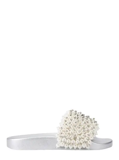 Kurt Geiger Meena Eagle Beaded Woven Slides - Cream