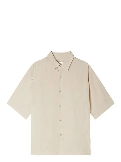 Sandro Pleated Shark-collar Woven Shirt - Sand
