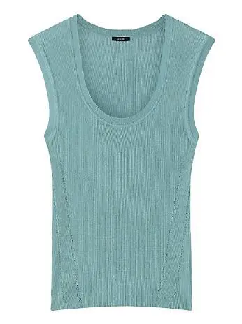 JOSEPH Alaou Ribbed Knitted Tank Top - Chambray