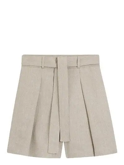BOSS Front-pleat Wide-leg High-rise Linen-blend Shorts - Open Miscellaneous