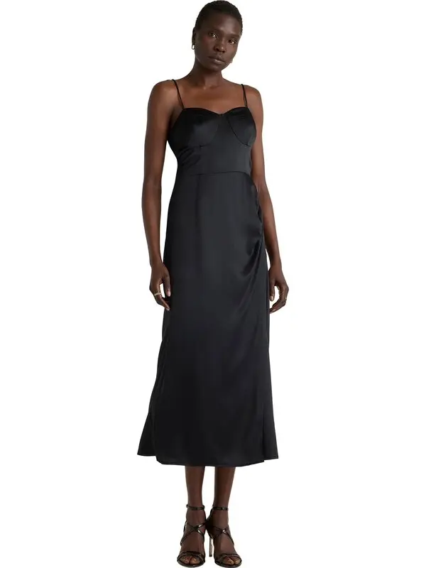 Quince Sweetheart Silk Dress - Black