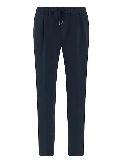 Boggi Milano Tapered-leg Linen Trousers - Navy Blue