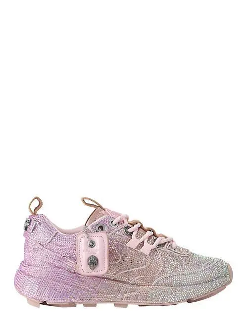 Kurt Geiger Crystal Embellished Woven Trainers - Pink Comb