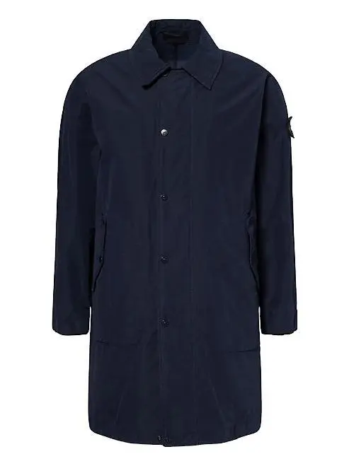 Stone Island David Light-tc S.i. Ghost Badge Woven Overcoat - Navy Blue