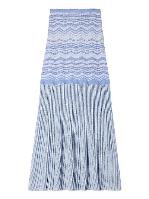 Sandro Flared-cut Knitted Maxi Skirt - Sky Blue