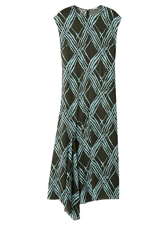 JOSEPH Lauri Checked Maxi Dress - Palm Leaf/chambray
