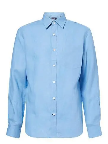 Dunhill Pointed-collar Regular-fit Linen Shirt - Mid Blue