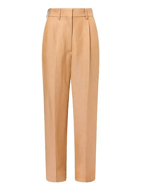 BLAZÉ MILANO Fox Straight-leg Pleated Linen Trousers - Sand