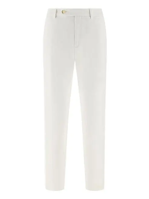 Boggi Milano Tapered Linen Trousers - White