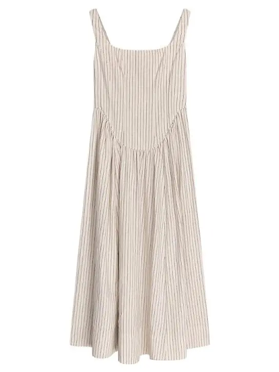 OMNES Suri Striped Linen-blend Maxi Dress - Cream/black Stripe