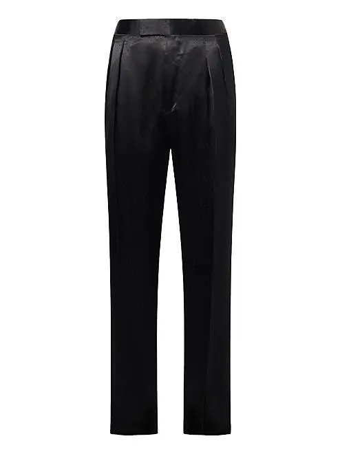 TOM FORD Polka-dot Double-pleat Silk-blend Trousers - Black
