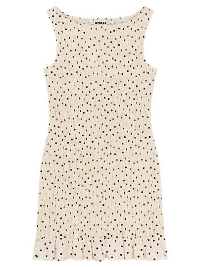 OMNES Luann Polka-dot Cotton Mini Dress - White Polka Dot