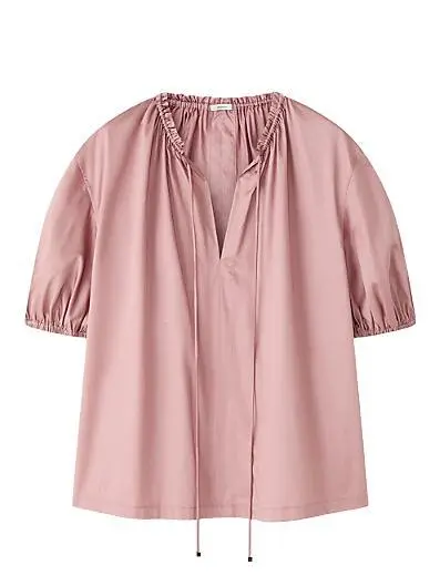 JOSEPH Nador Tie-neck Cotton-sateen Blouse - Musk