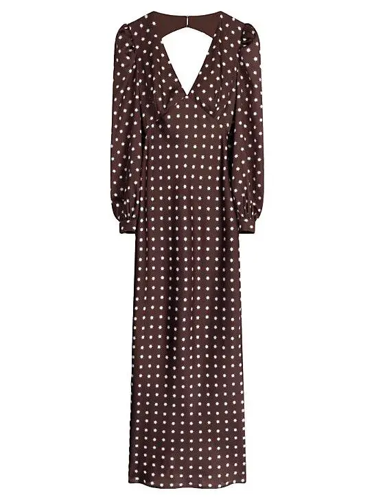 OMNES Star-print Satin Maxi Dress - Chocolate