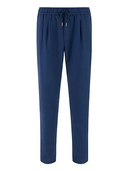 Boggi Milano Tapered Linen Trousers - Blue