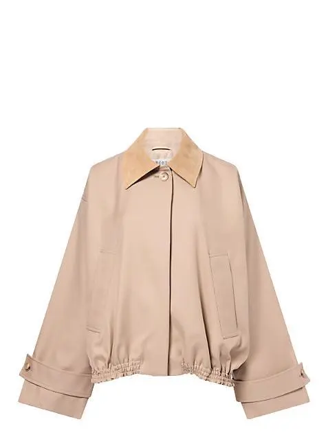 ROHE FRAMES Suede-collar Cotton Blouson Jacket - Sand