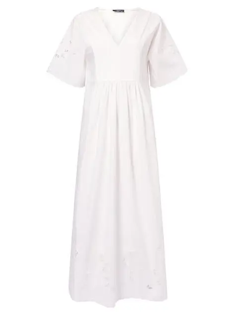 Max Mara Gathered-motif Cotton-poplin Midi Dress - White