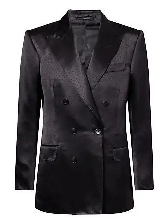 TOM FORD Polka-dot Double-breasted Silk-blend Jacket - Black