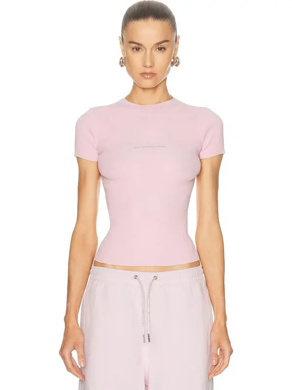 Alexander Wang Short Sleeve Crewneck Top - Light Pink